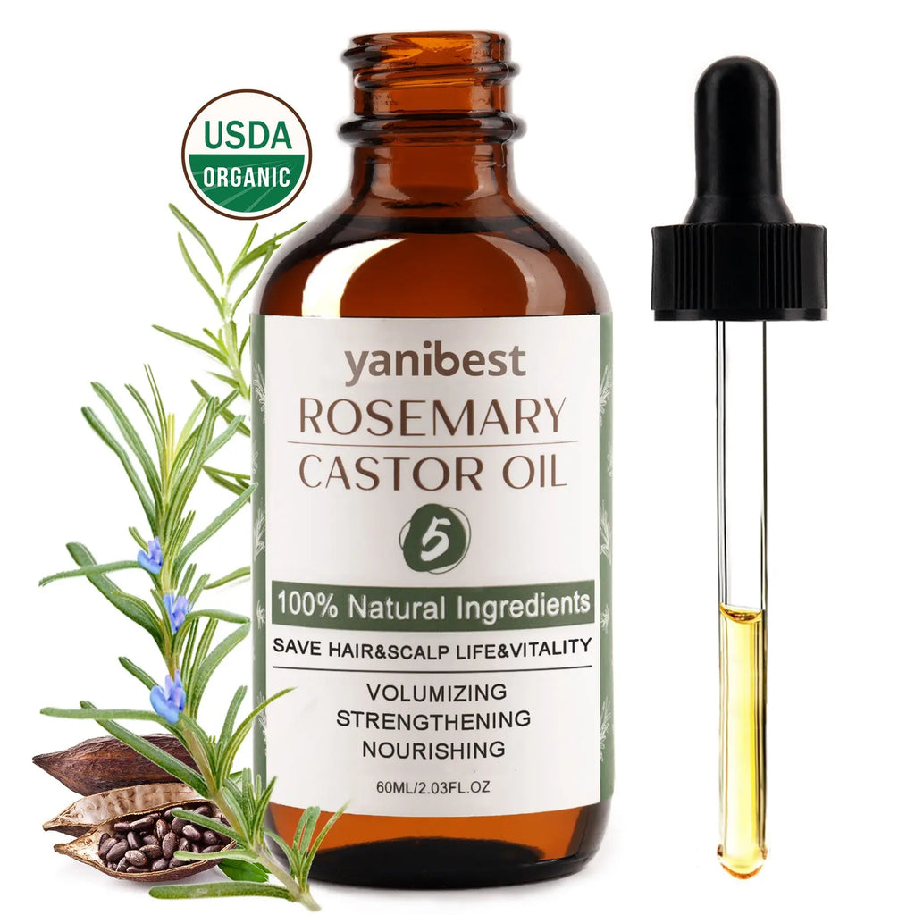 100% Natural Organic Rosemary Castor Hair Anti-Thinning Hair Oil ...