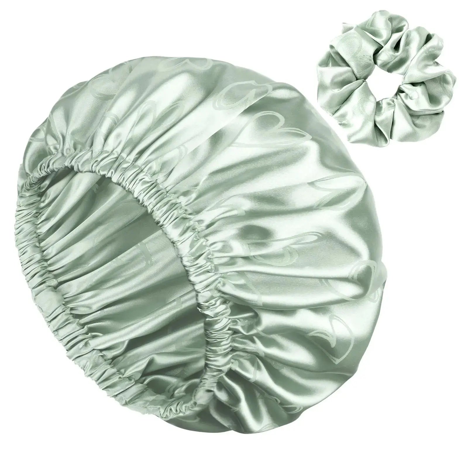 Silk Butter Satin Bonnet Adjustable Elastic - Green Heart