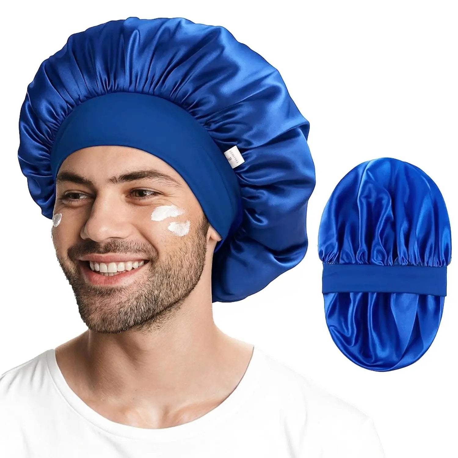 Silk Butter Satin Bonnet Wide Band - Royal Blue
