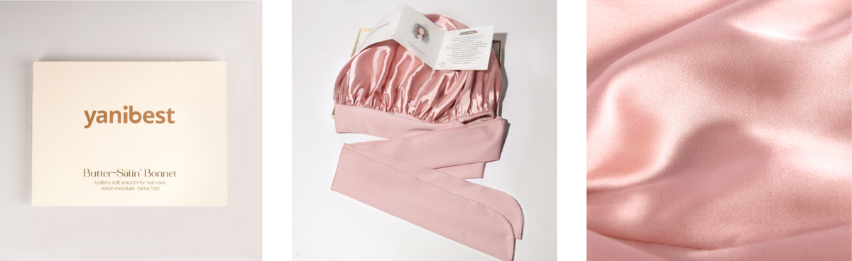 Yanibest Double Layer Satin Bonnet with Tie Band Pink – YANIBEST