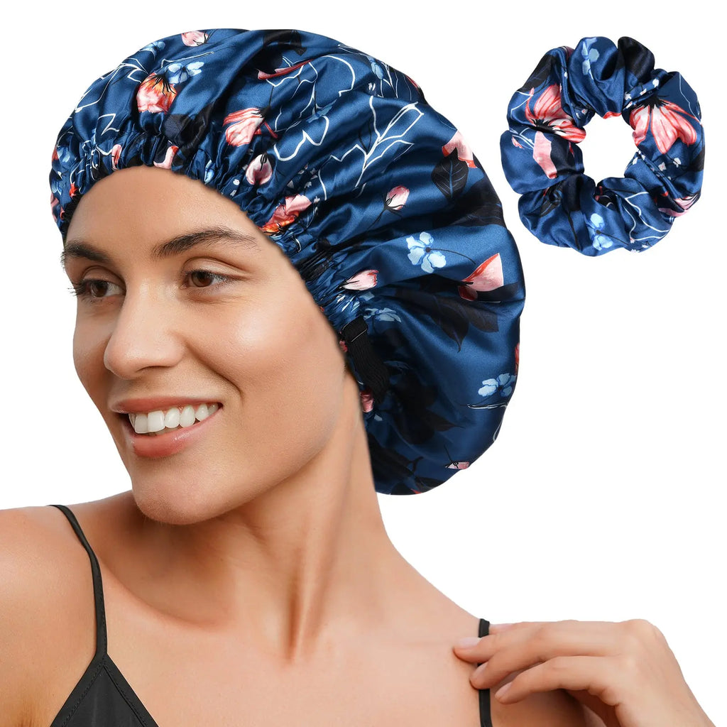 yanibest Adjustable Silk Bonnet Double Layer Satin Bonnet Hair Bonnet ...